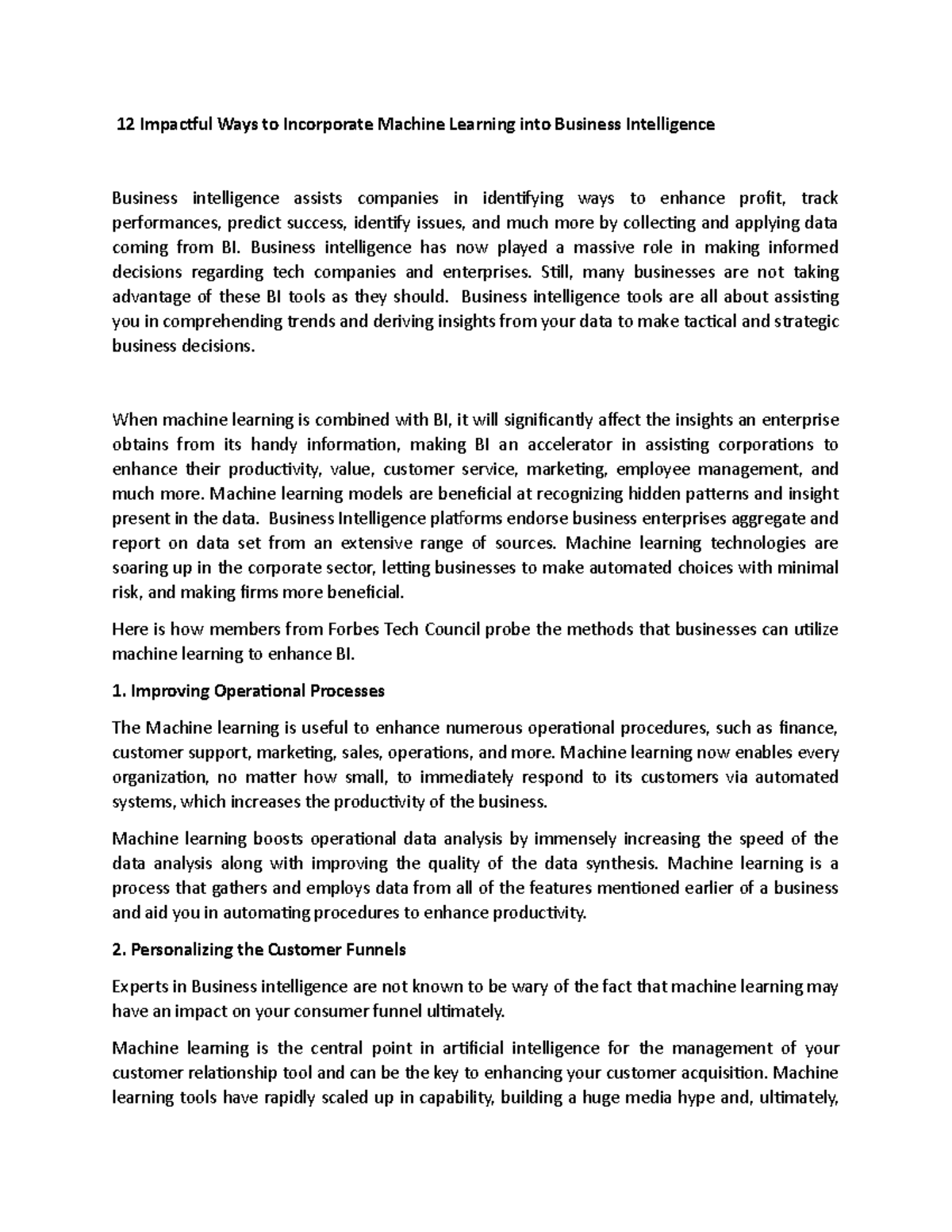 12 Impactful Ways To Incorporate Machine Learning Into Business ...