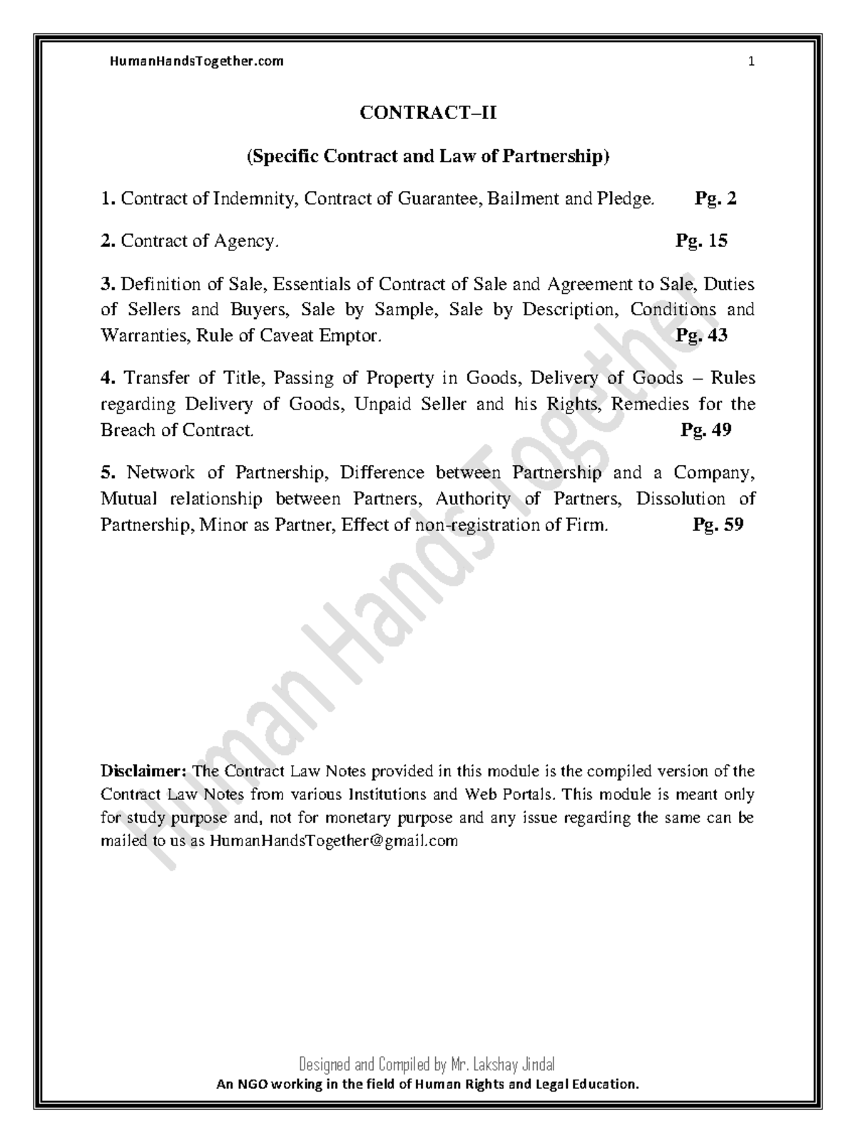 Contract Notes - Designed and Compiled by Mr. Lakshay Jindal CONTRACT ...