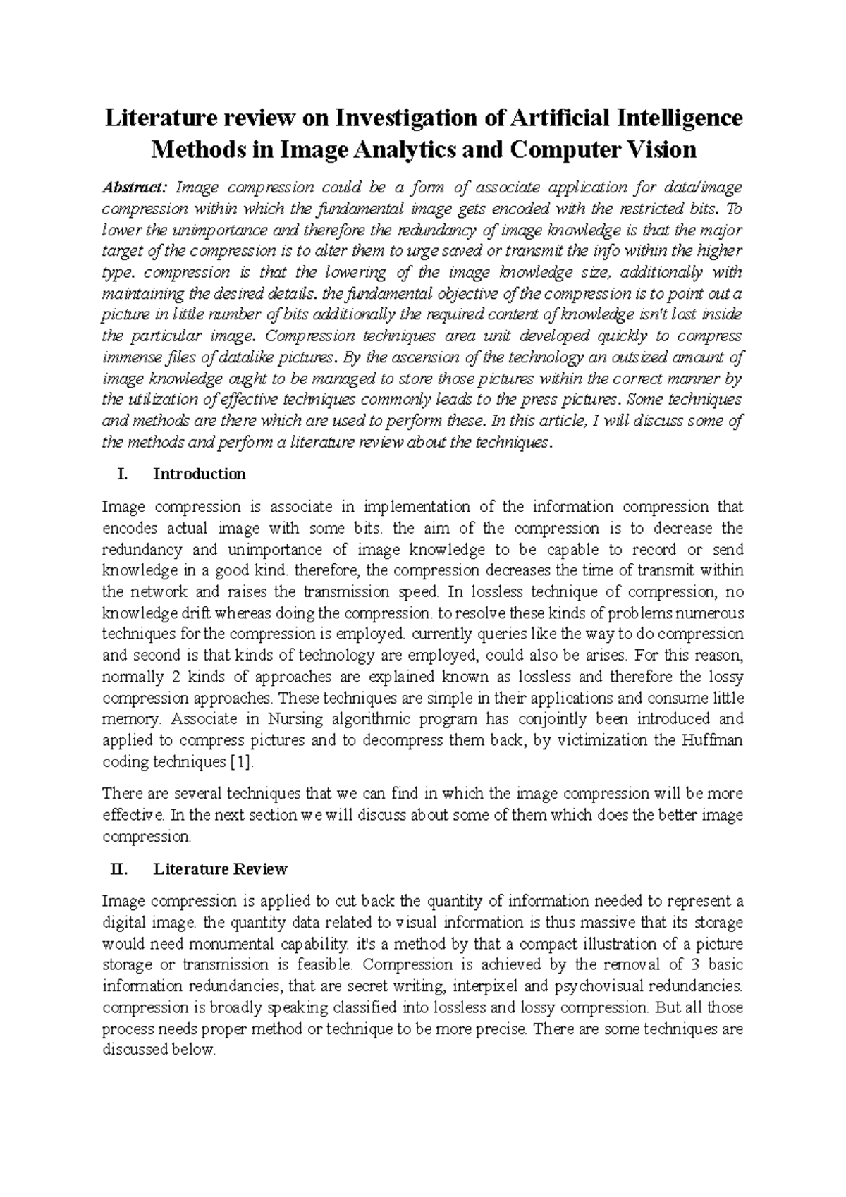 Literature review on Investigation of Artificial Intelligence Methods ...