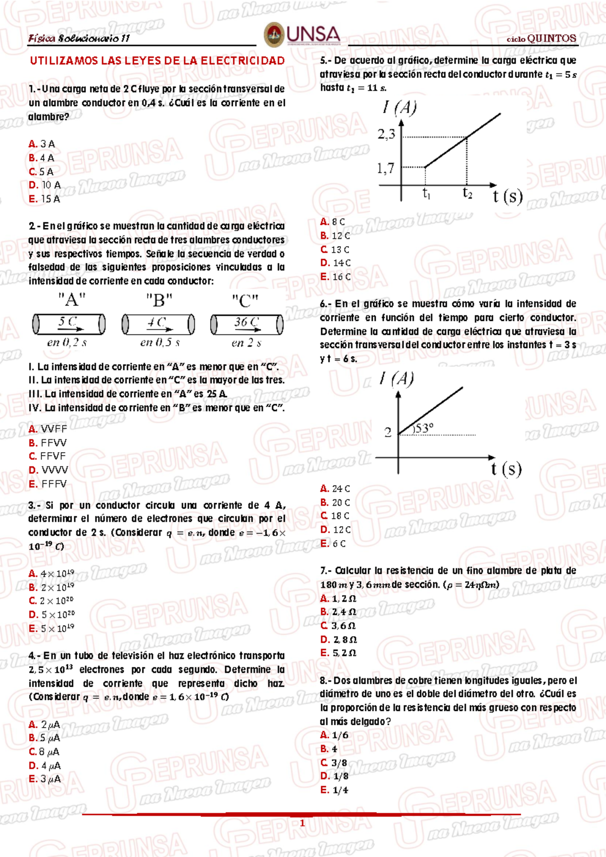 Fisica 11 - hbujii - UTILIZAMOS LAS LEYES DE LA ELECTRICIDAD 1.- Una ...