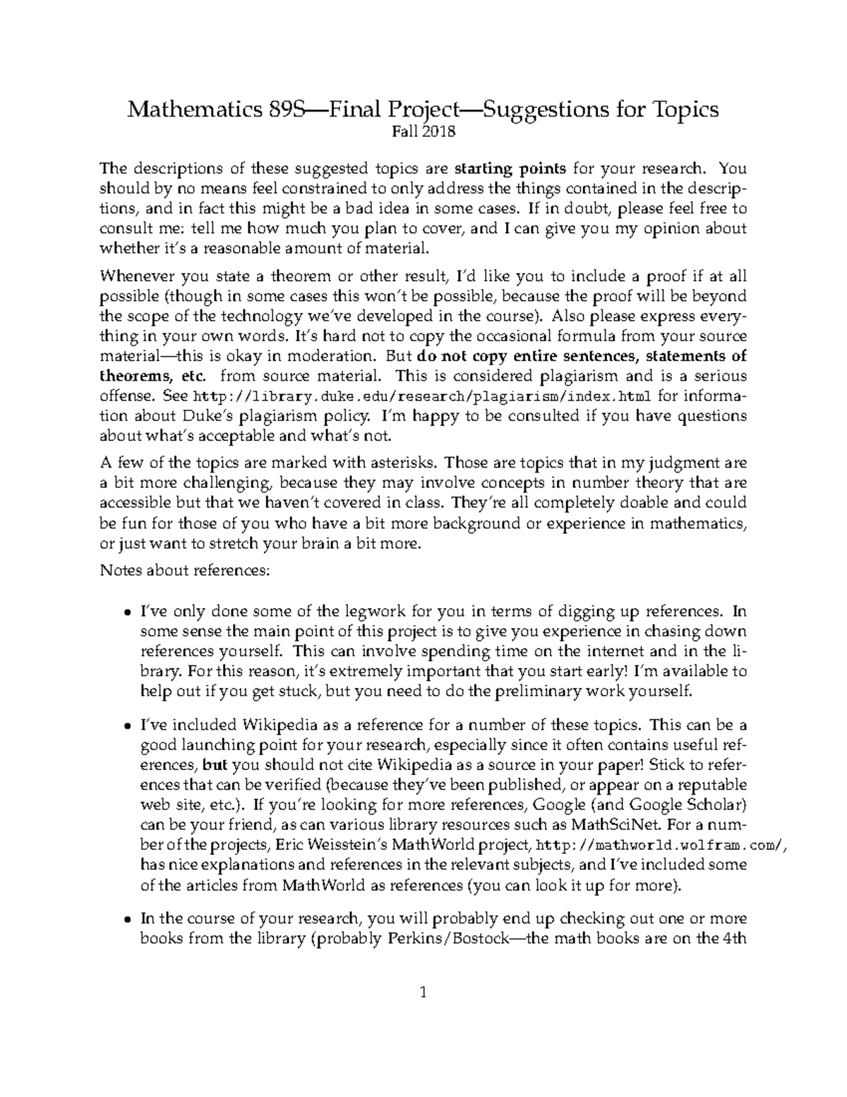 MATH89Sproject-topics - Mathematics 89S—Final Project—Suggestions for ...