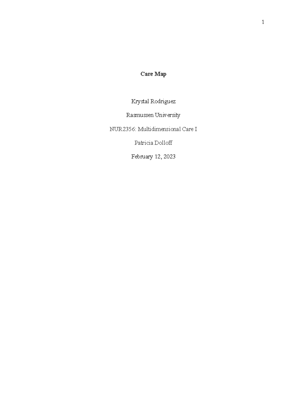 Care Map - Care map assignment - Care Map Krystal Rodriguez Rasmussen ...