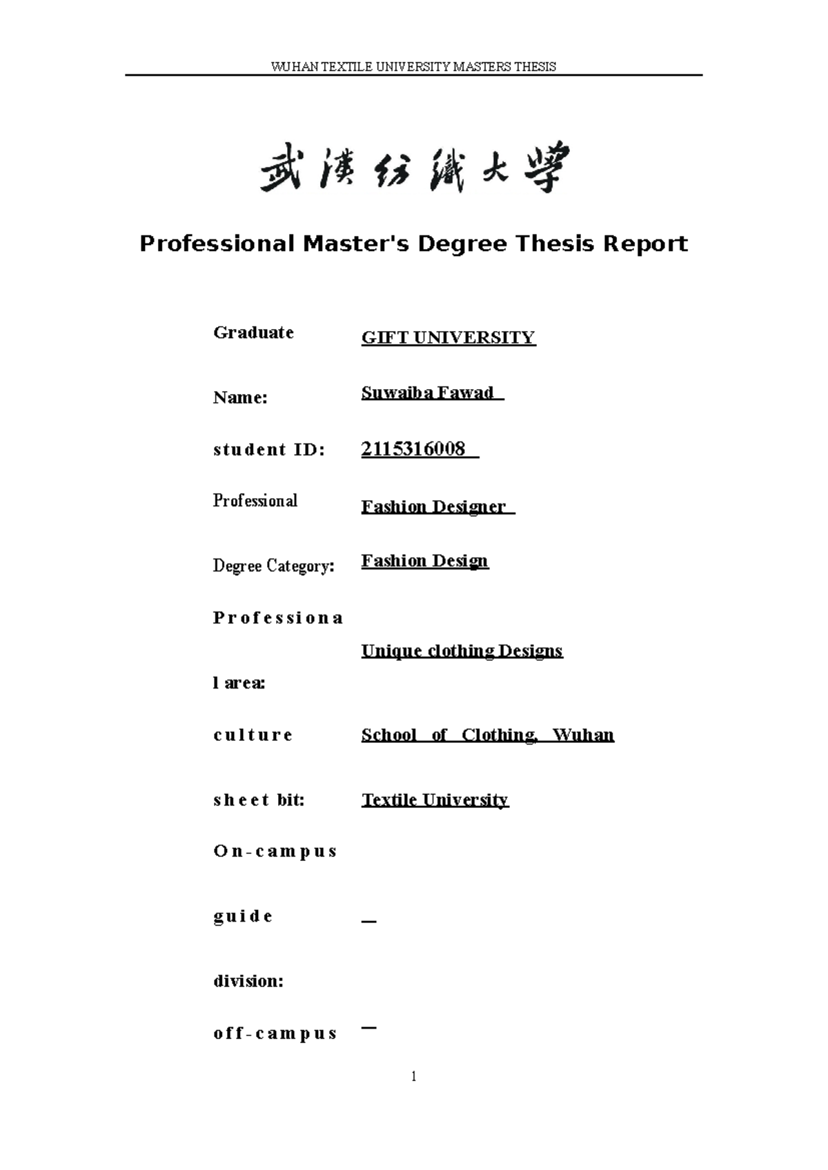 Final Thesis Disertation Suwaiba Fawad Professional Masters Degree Thesis Report Graduate