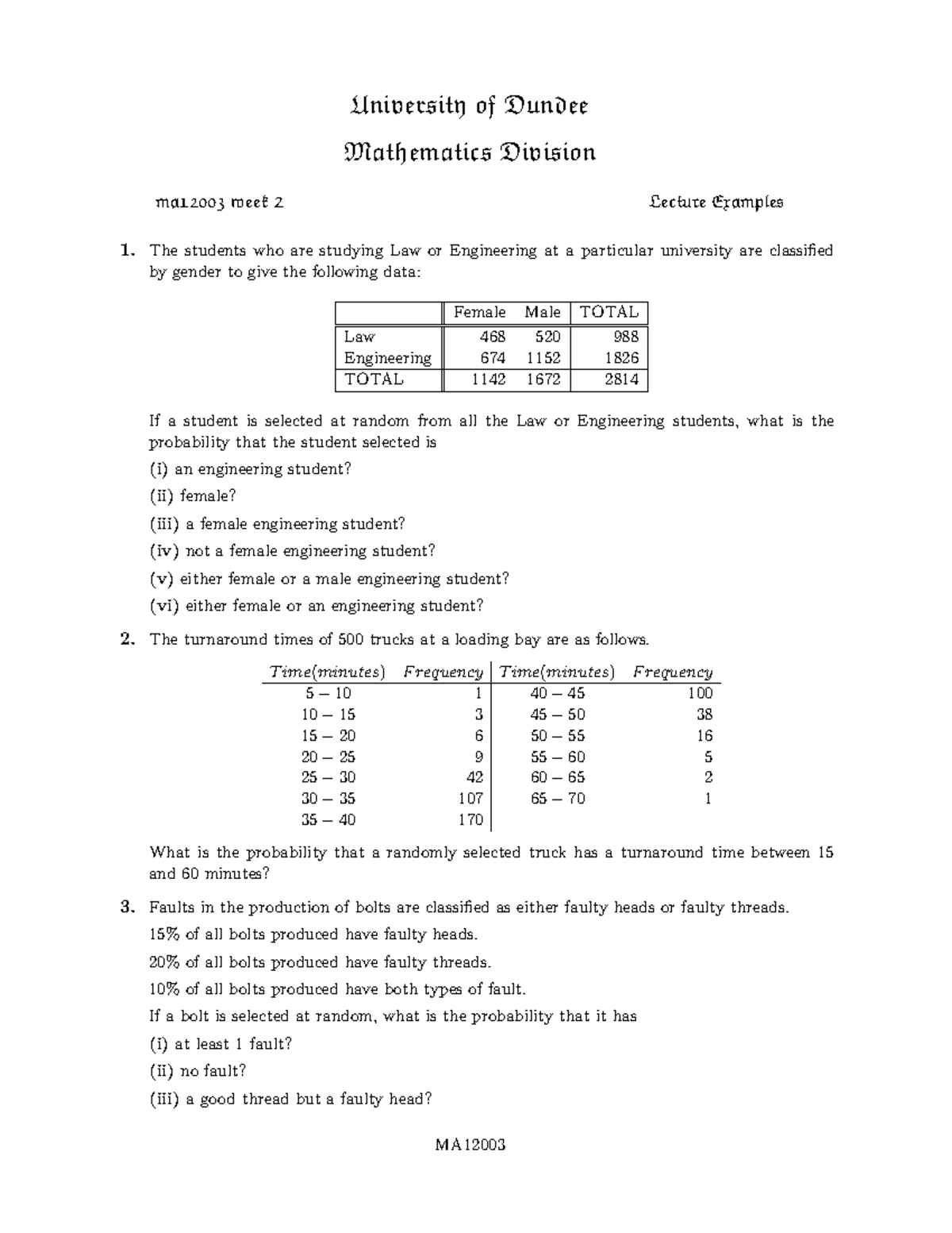 Lectex 2 - Lecture notes 2 - University of Dundee Mathematics Division ...