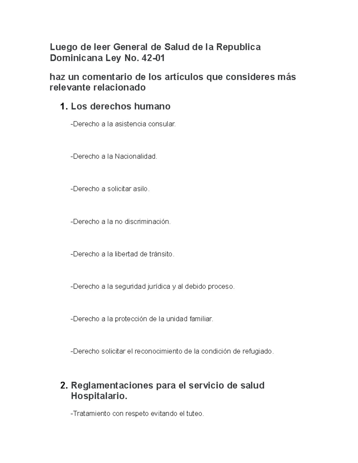 Ley 42-01 - ley 42-10 - Luego de leer General de Salud de la Republica ...