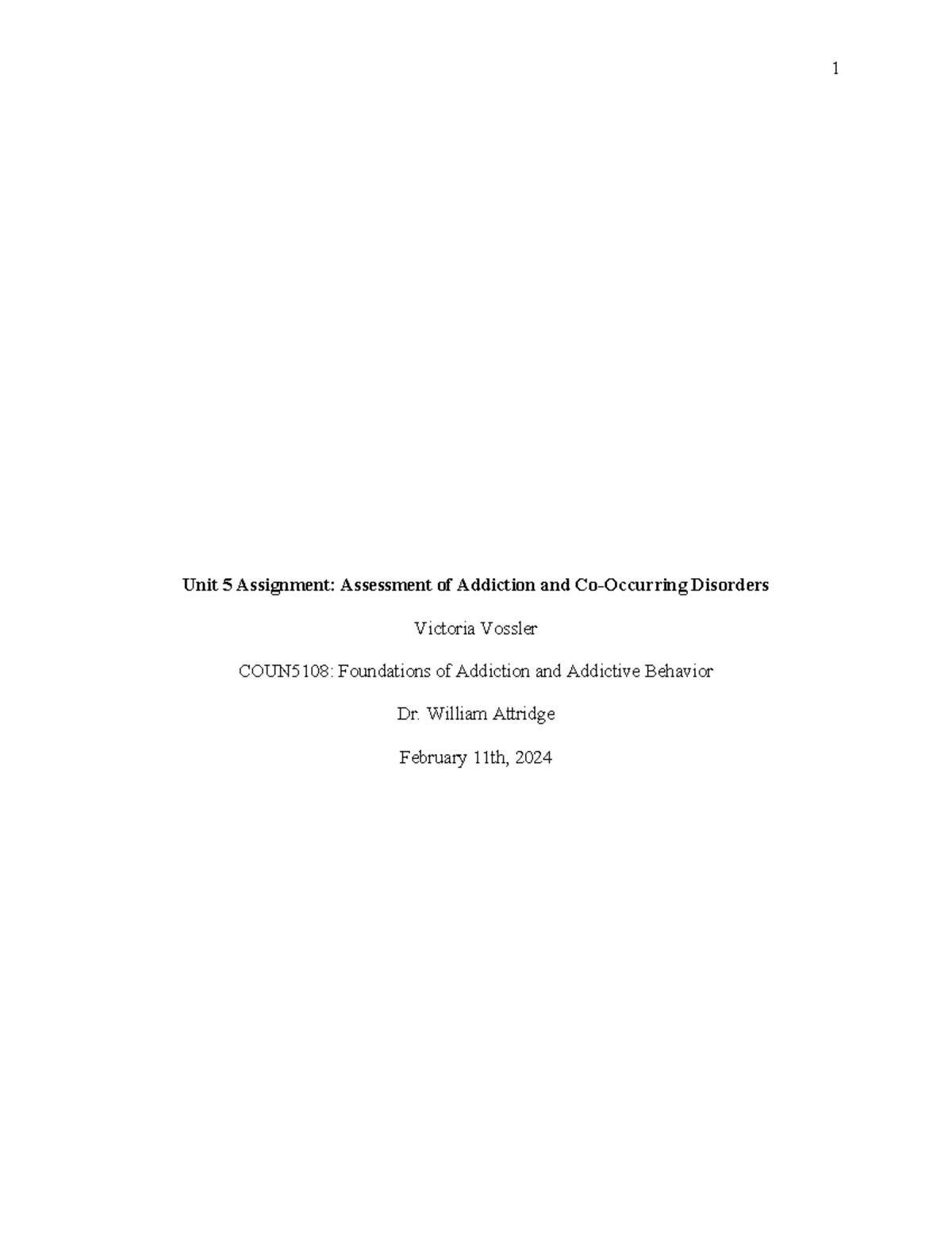 COUN5108 Assignment 5 - Alcohol Addiction - Unit 5 Assignment ...