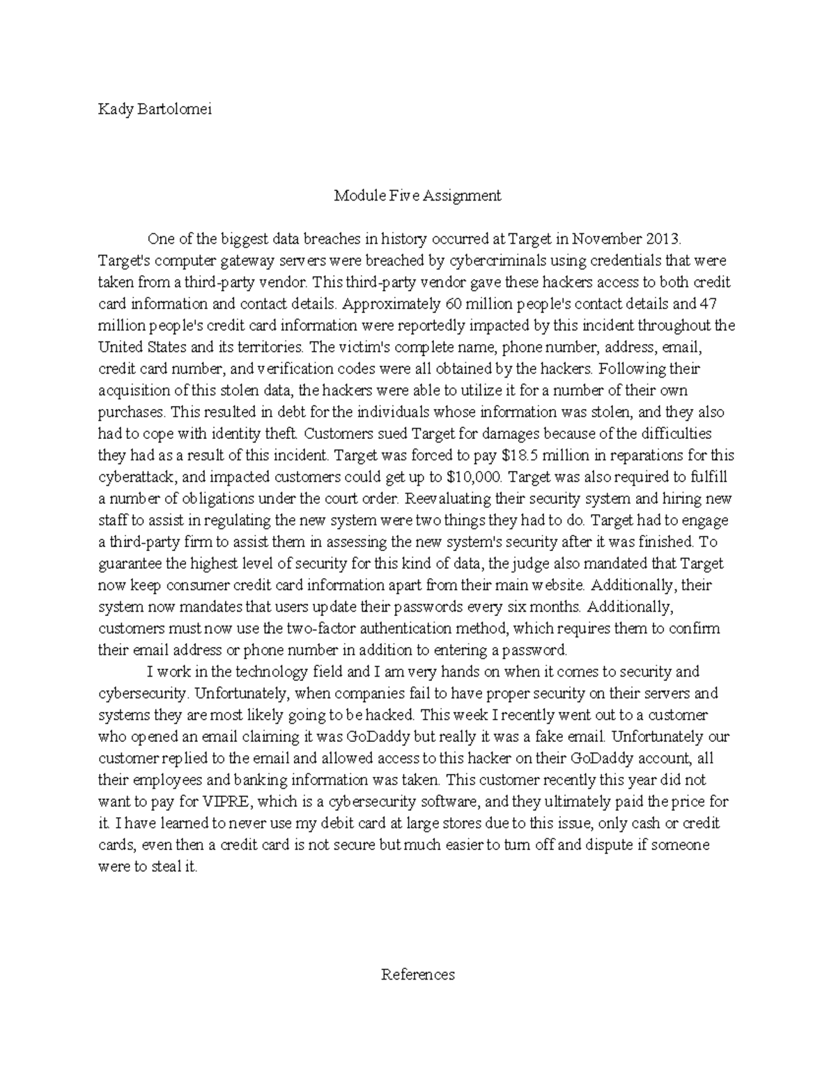 Module 5 Assignment - Kady Bartolomei Module Five Assignment One of the ...