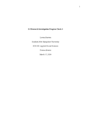 Lorena Barrera SCS 200 Applied Social Sciences-2 - Module Two Question ...