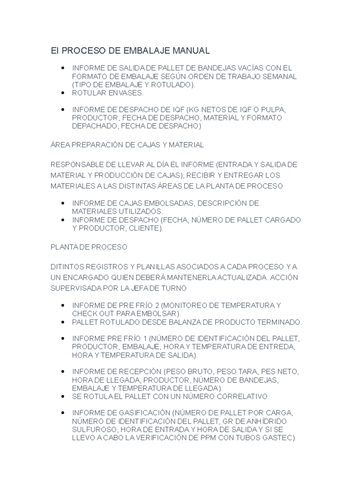 El Proceso DE Embalaje Manual - El PROCESO DE EMBALAJE MANUAL INFORME ...