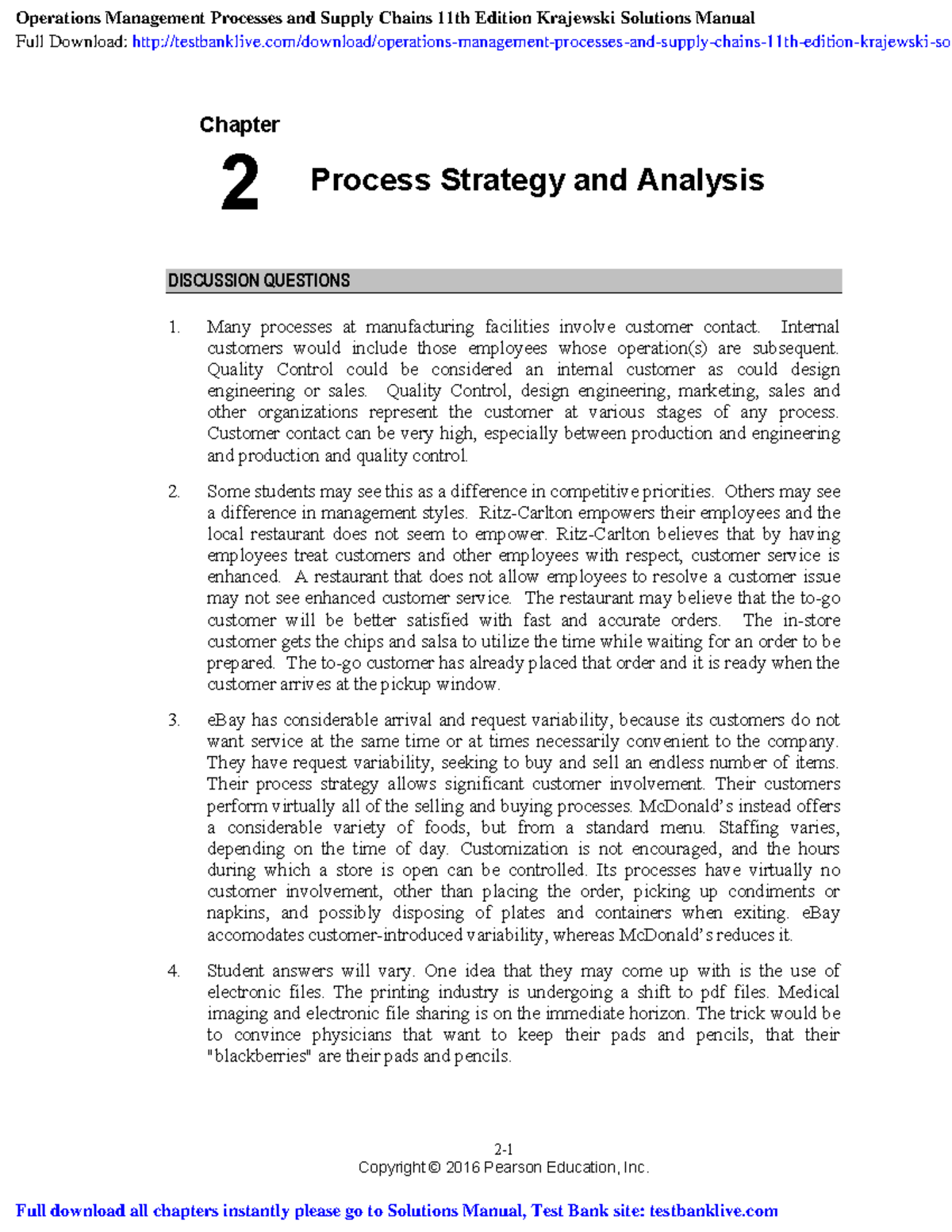 Operations management processes supply c - 2- Copyright © 2016 Pearson ...