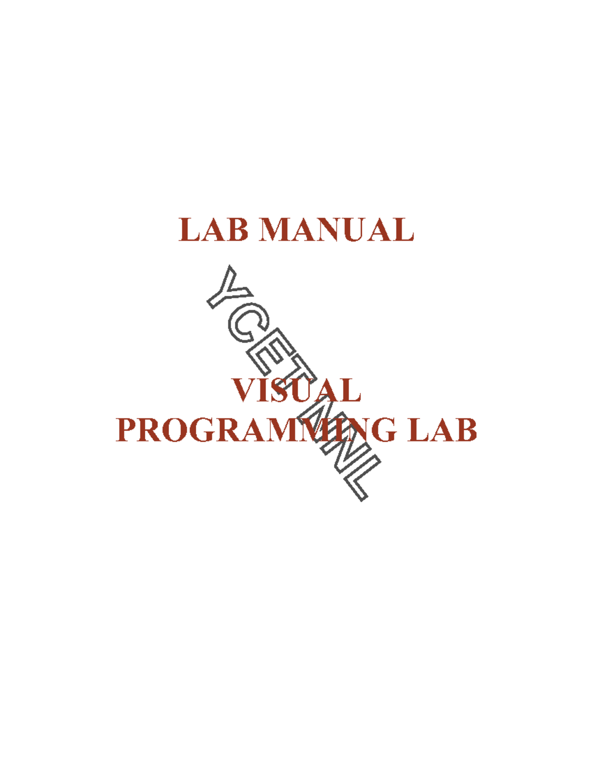 Vb programm high - FOR TEACHING PURPOSE - LAB MANUAL VISUAL PROGRAMMING ...