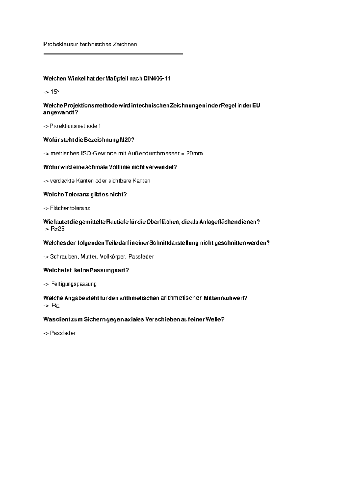 Fragen-CAD - Fragen zur Übung - Probeklausur technisches Zeichnen ...