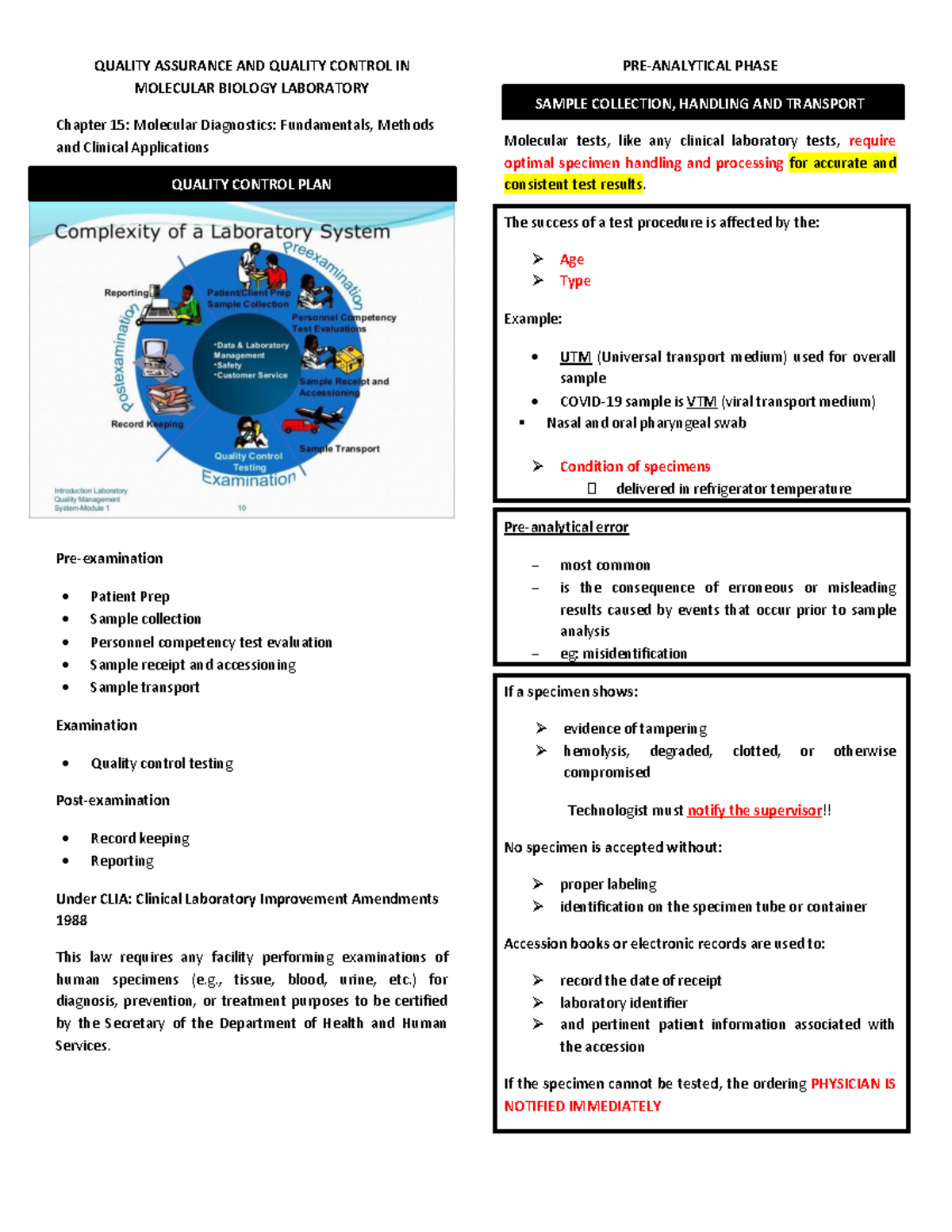 Quality Assurance AND Quality Control IN Molecular Biology Laboratory ...