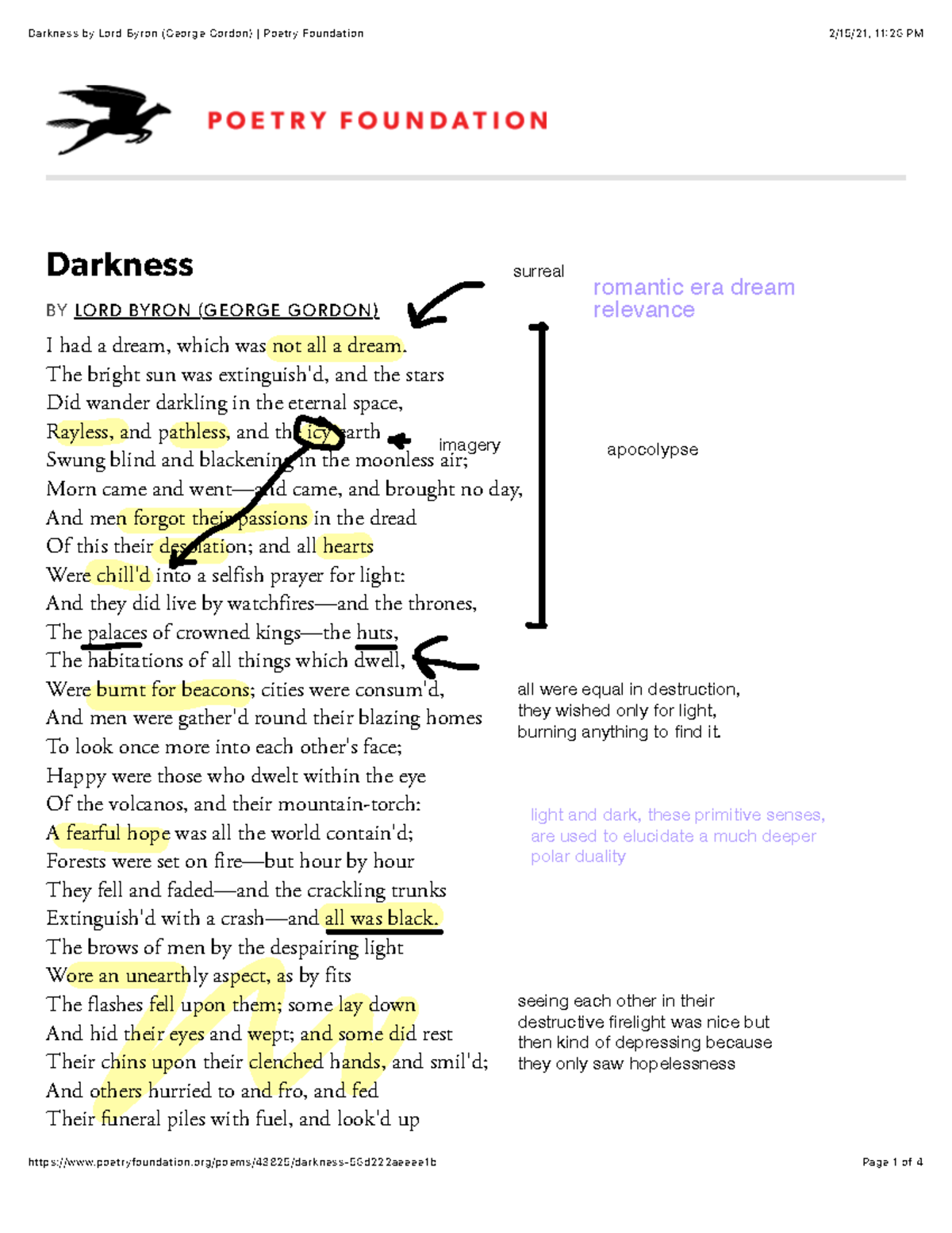 Annotated-byron%20analysis - Darkness ####### BY LORD BYRON (GEORGE ...