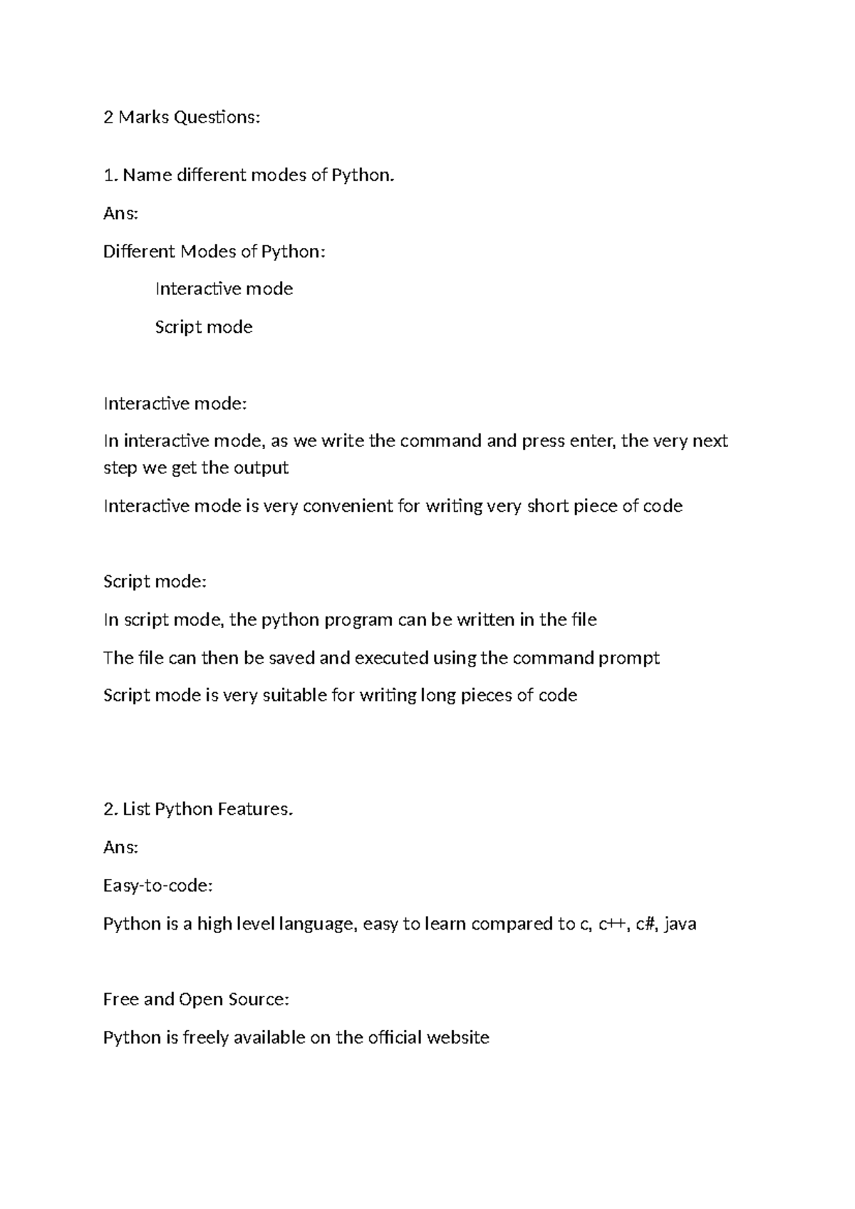Chapter 1 - 2 Marks Questions: Name different modes of Python. Ans: Different Modes of Python ...