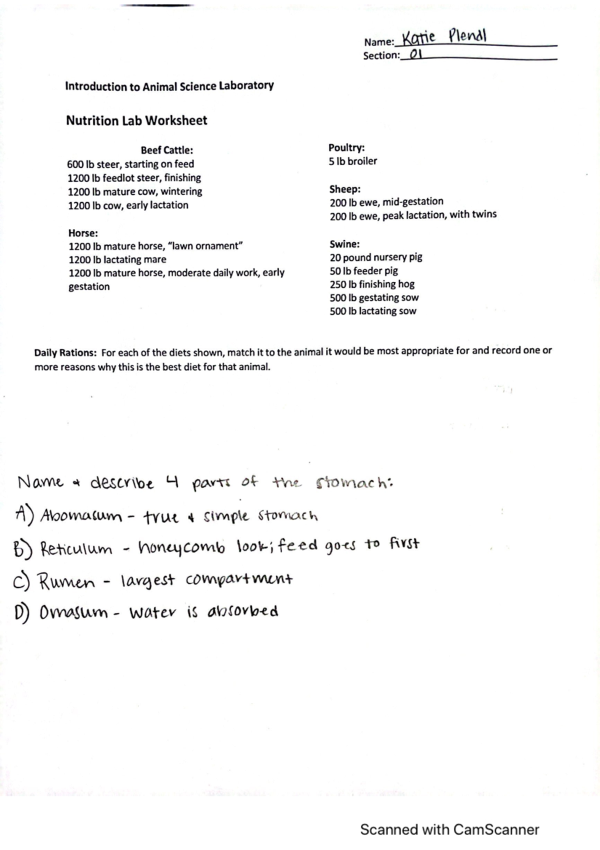Nutrition lab - AS 101 - Studocu