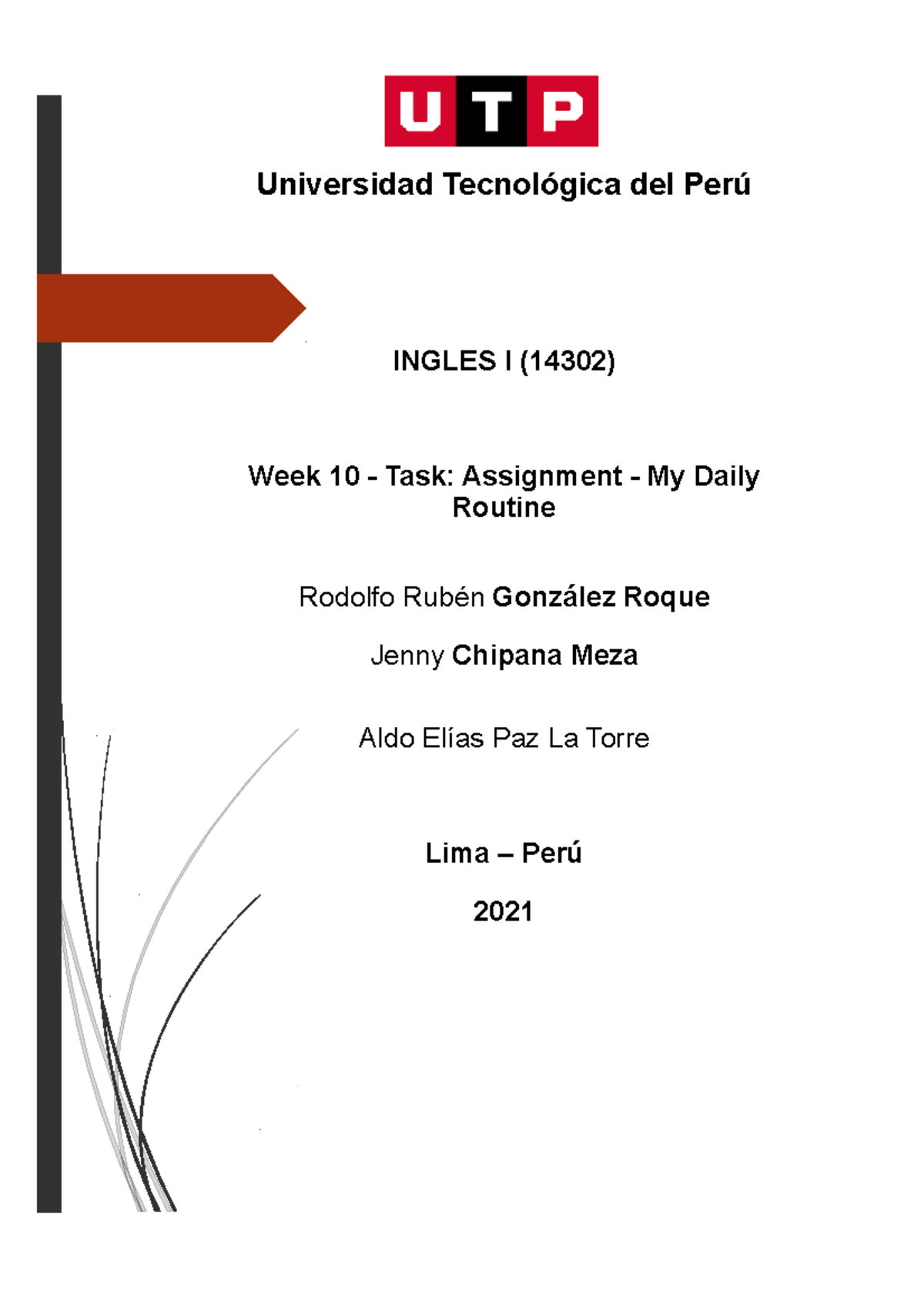 Week 10 - Task Assignment - My Daily Routine - Ingles - UTP - Studocu