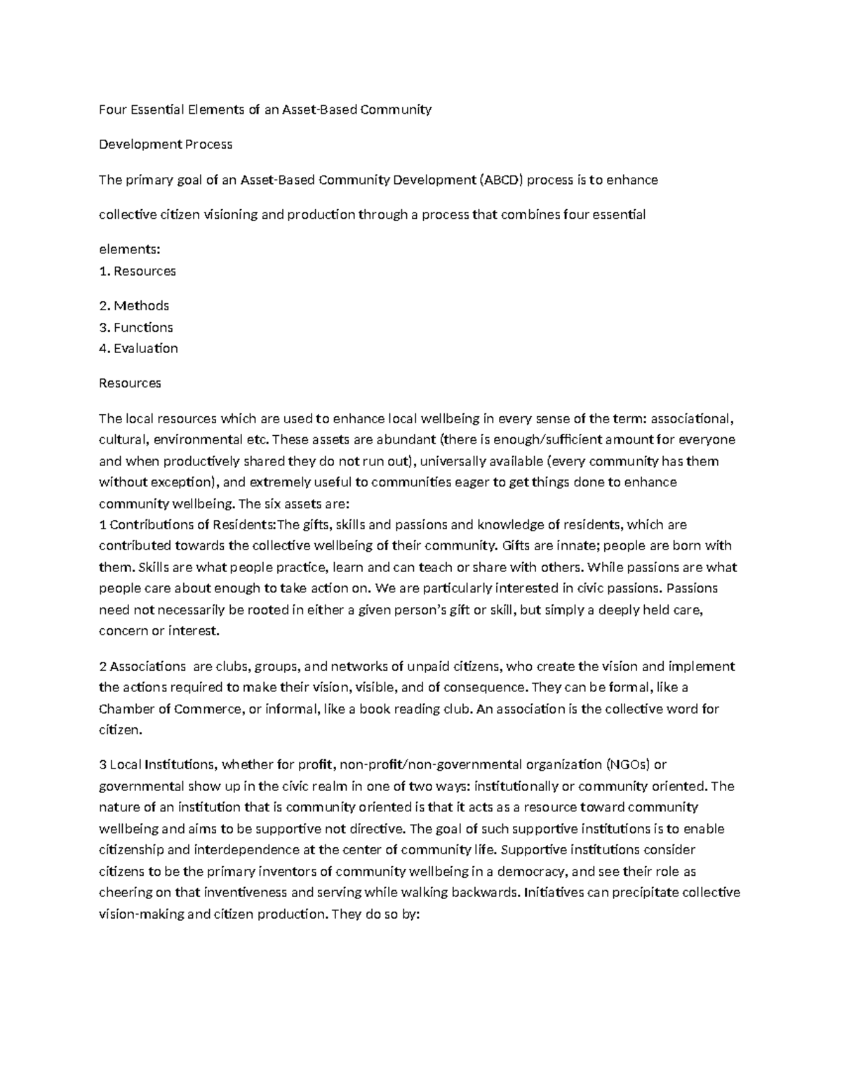 Essentials of ABCD - Four Essential Elements of an Asset-Based ...