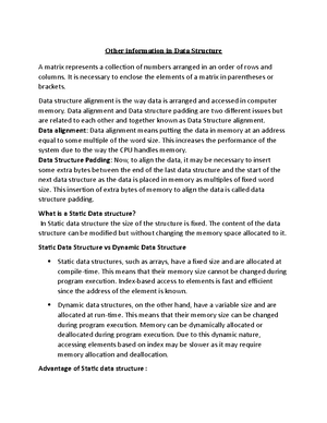 summary of Data Structure - Chapter 1 Quiz What is a data structure? An ...