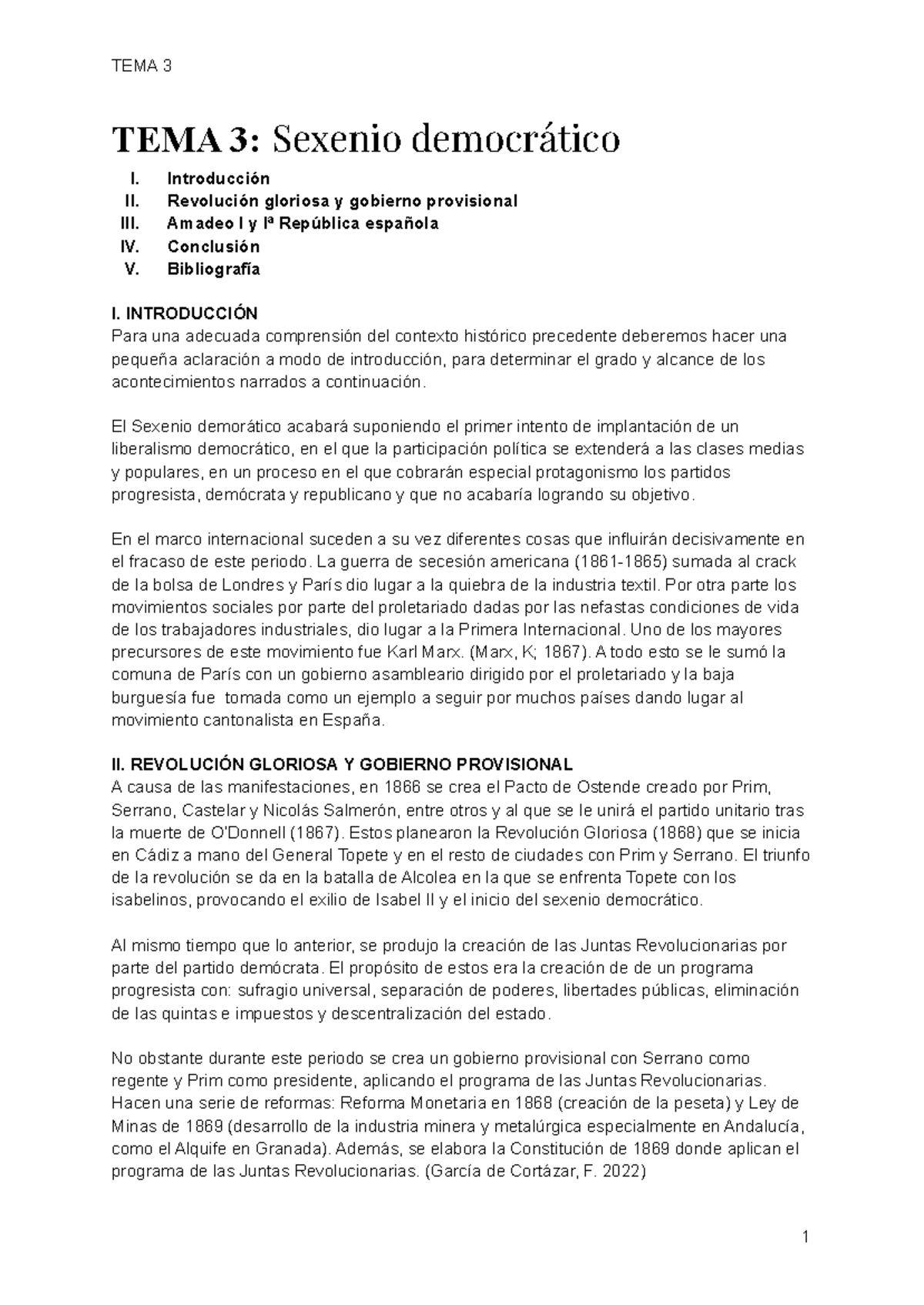TEMA 3 Sexenio democrático - Introducción II. Revolución gloriosa y gobierno provisional III ...