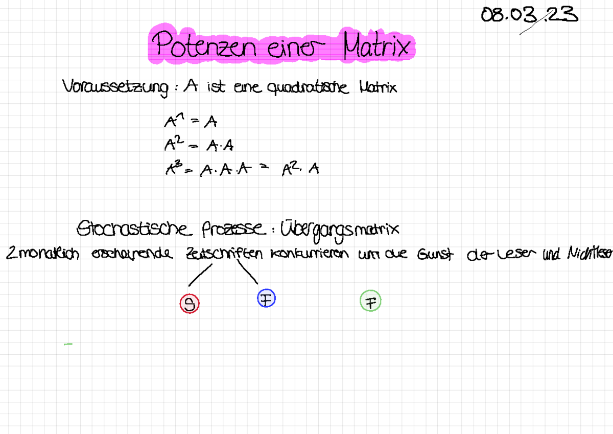 Potenzen Einer Matrix - Wintersemester - 08. ####### Potenzen einer ...