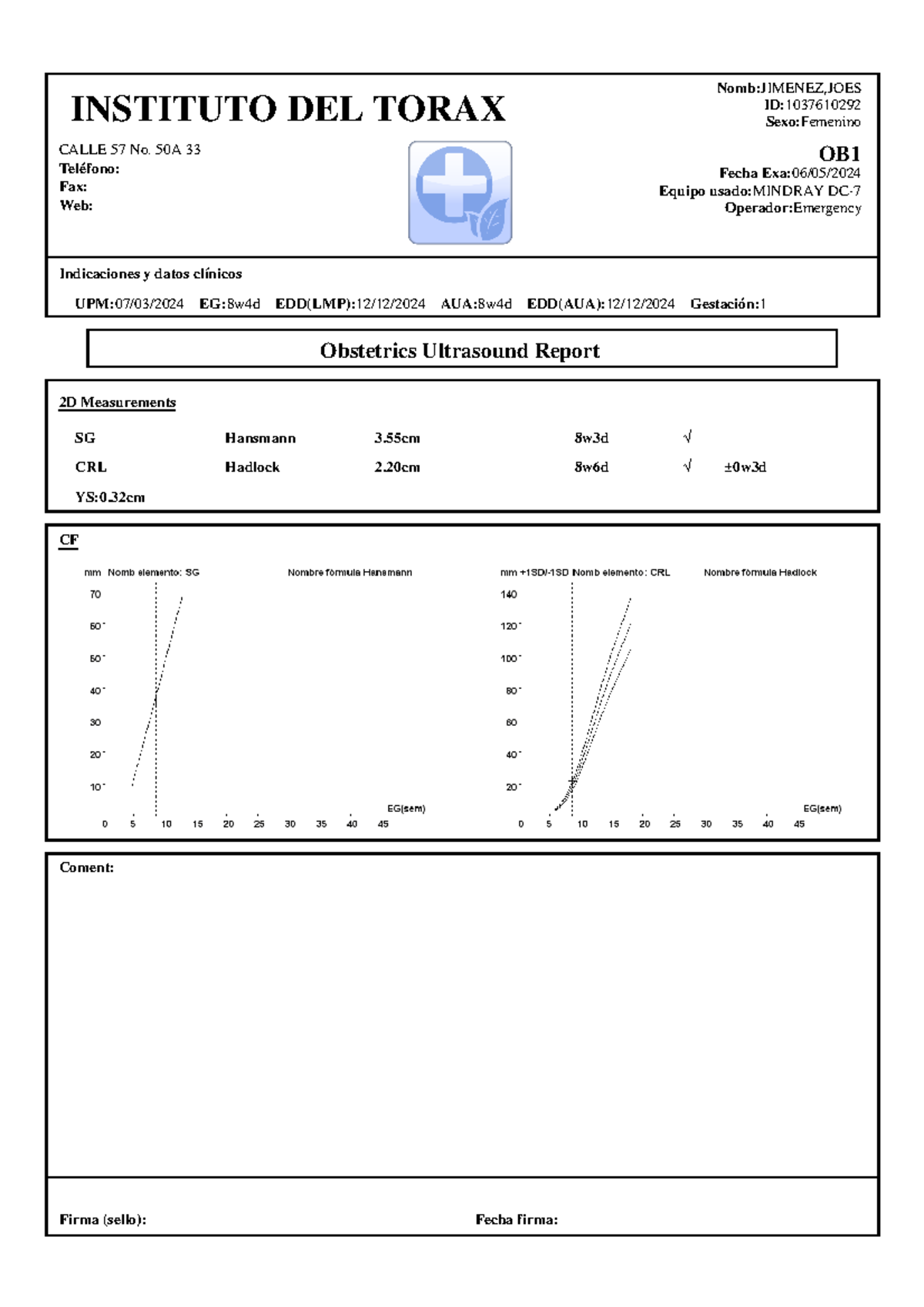 OB20240506093557 Obstetrics Ultrasound Report - Primeros Auxilios ...