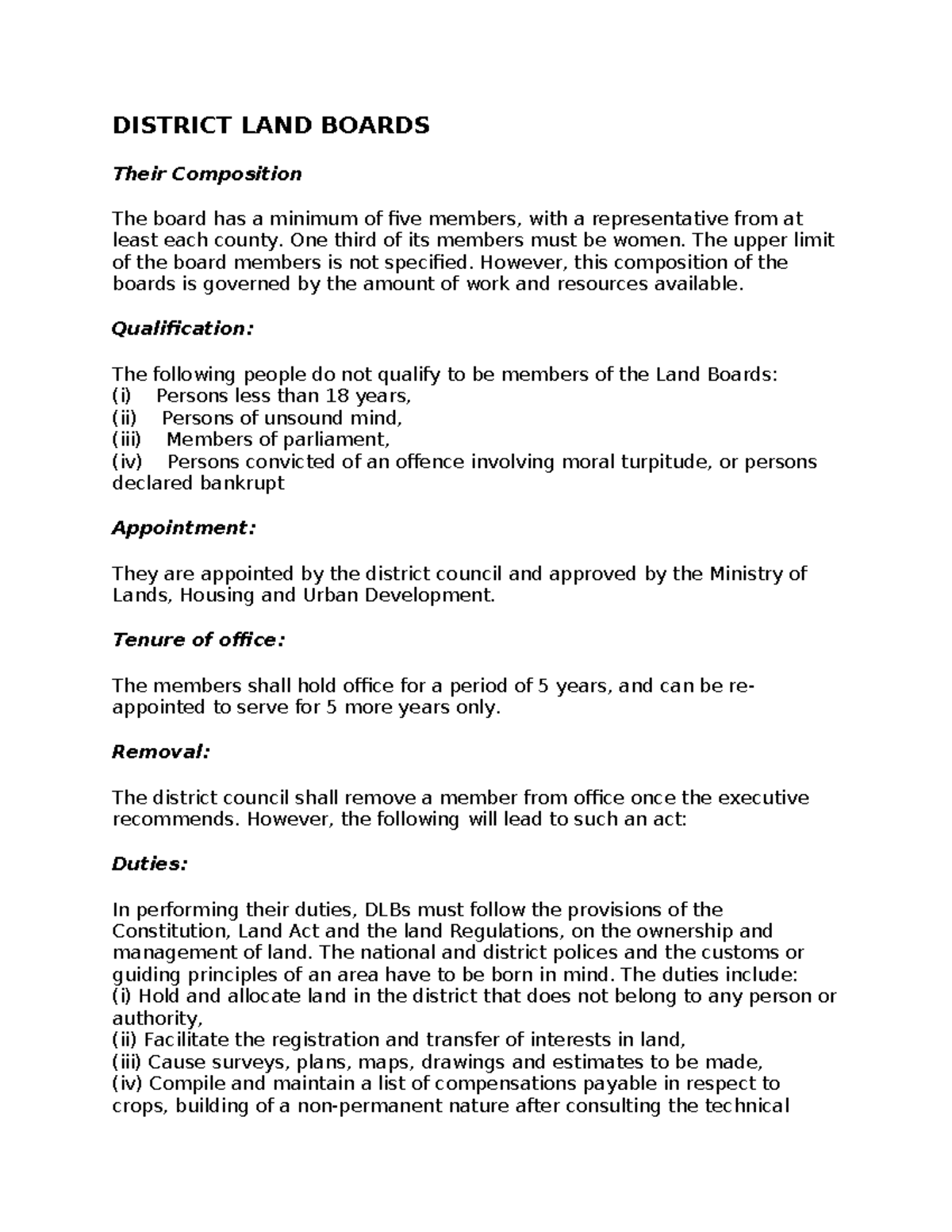 District LAND Boards - Principles under land law - DISTRICT LAND BOARDS ...