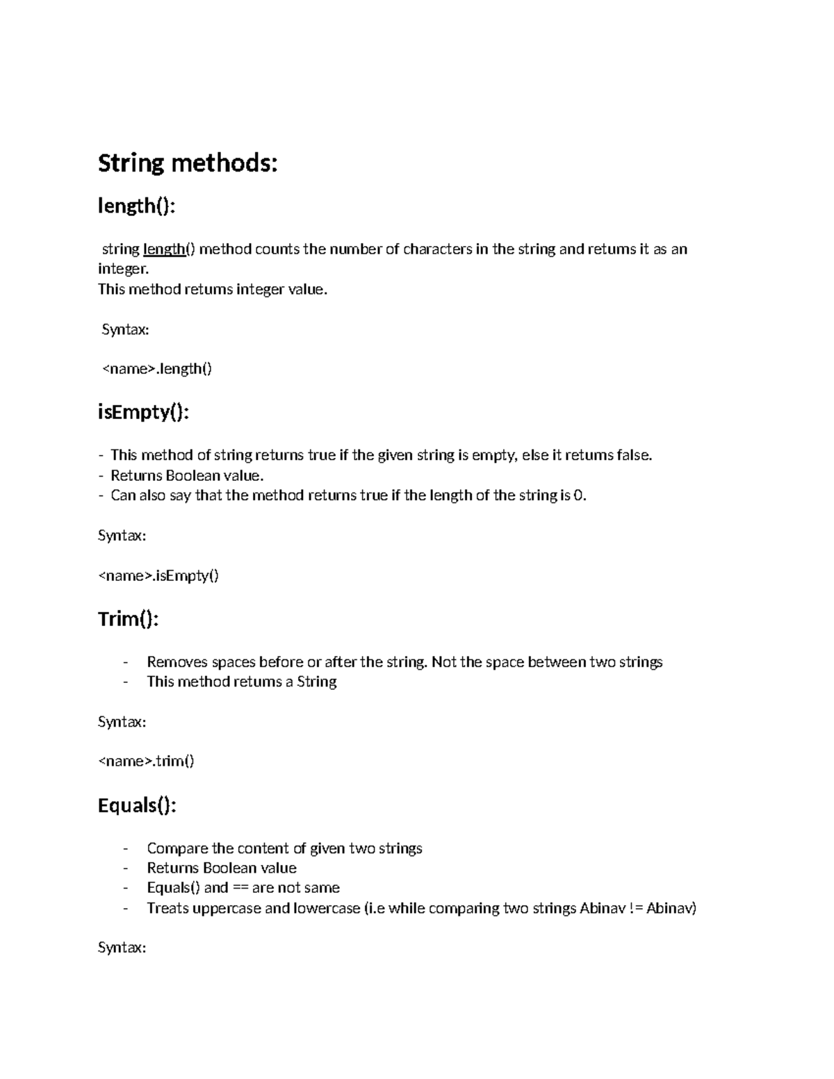programming notes - String methods: length(): string length() method ...