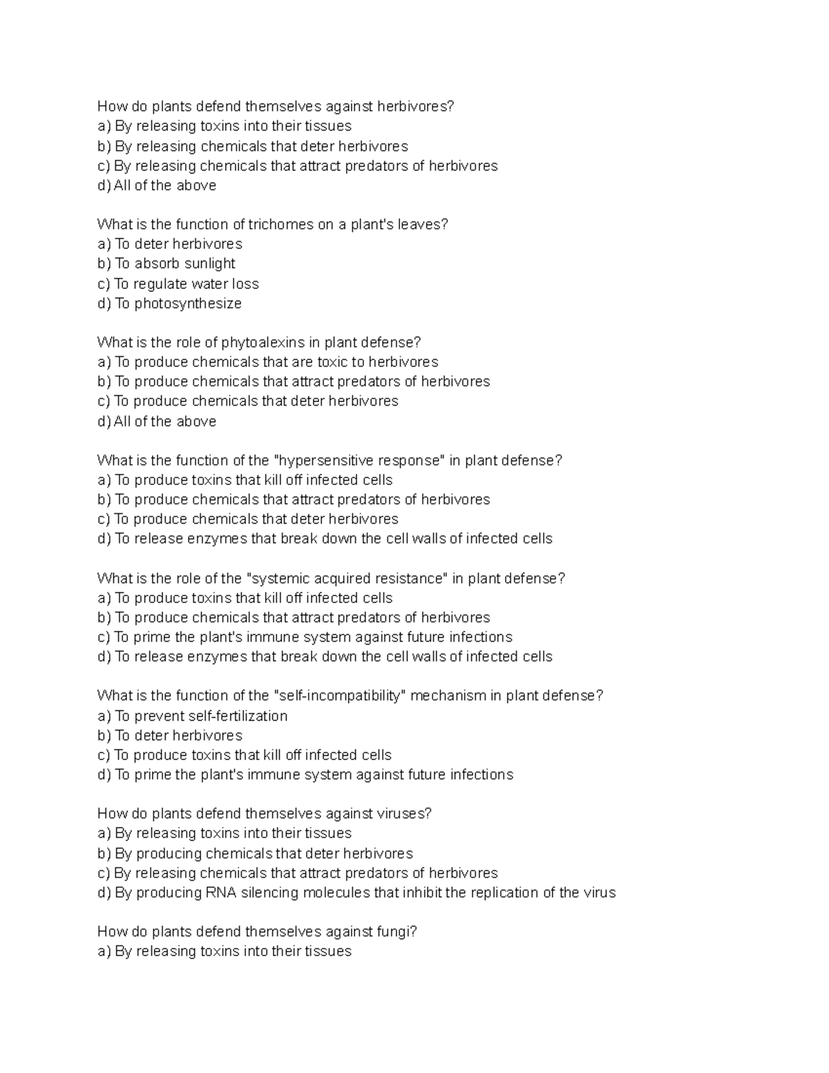 Mechanisms of Plant Defense Responses quiz - How do plants defend ...