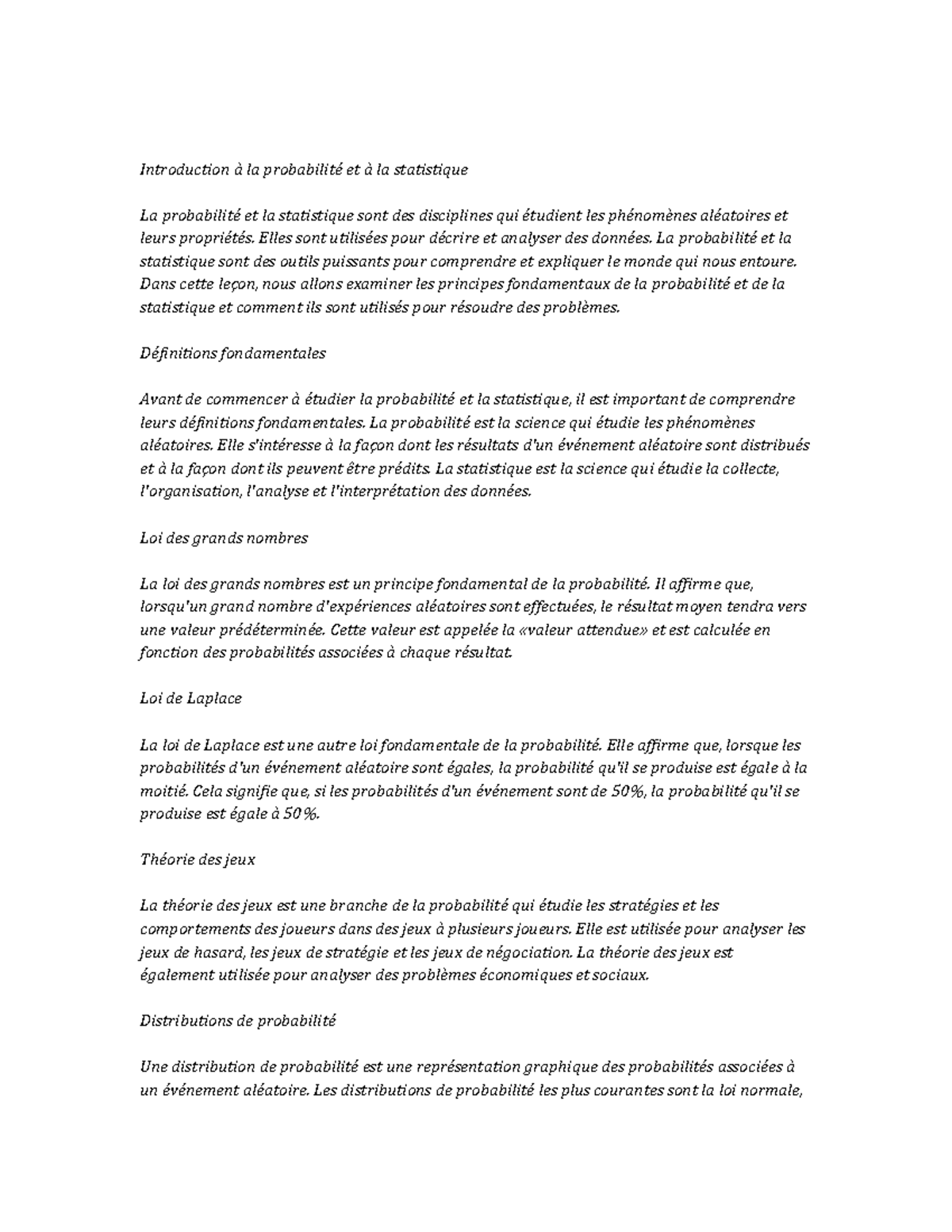 Probability and Statistics Study Notes - Introduction à la probabilité ...