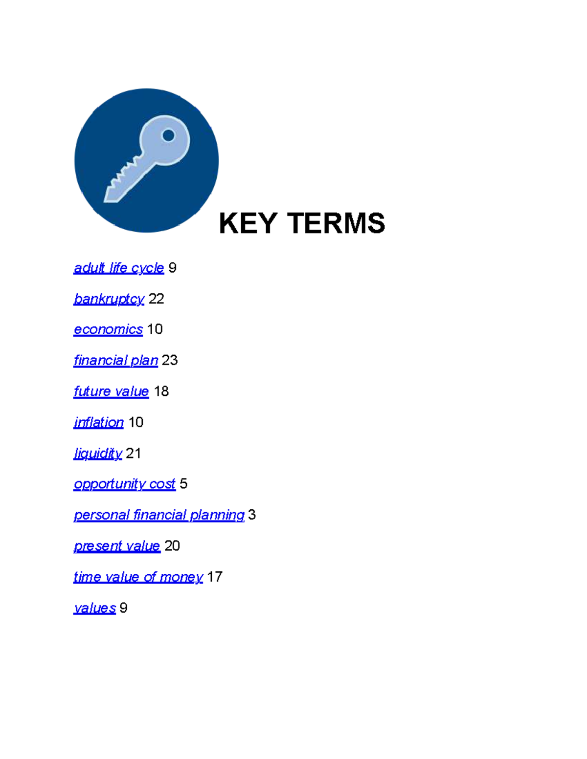Pf01 (175) - pf01 (174) - Economic Principles - KEY TERMS adult life ...