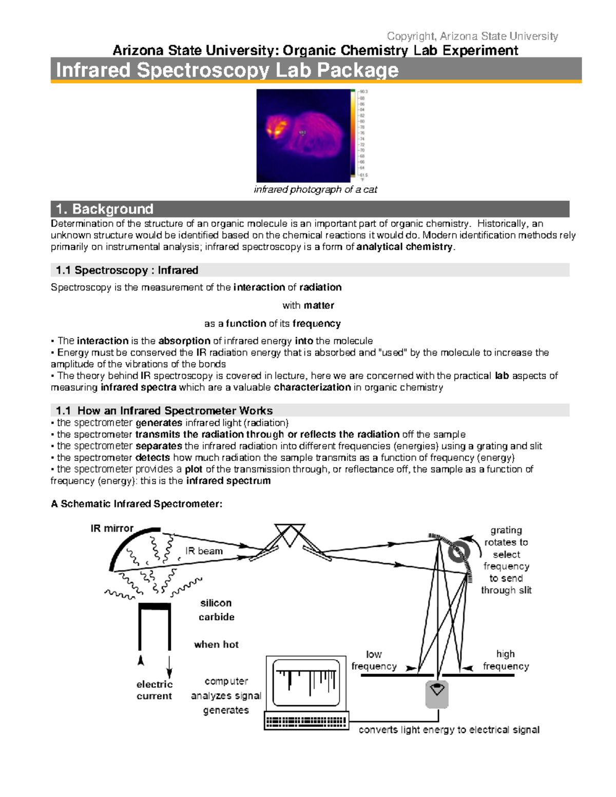 IR - IR SPECTOGRAPHY - Copyright, Arizona State University Arizona ...