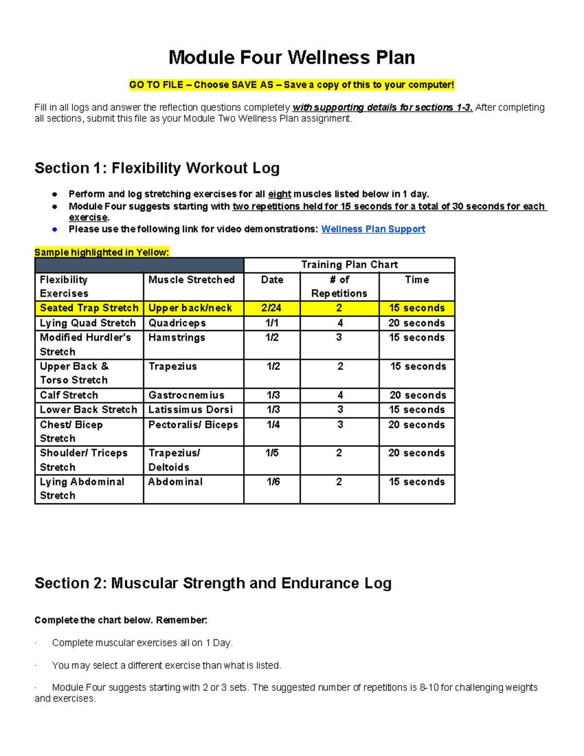 Copy of Module 4 Wellness Plan - Module Four Wellness Plan GO TO FILE ...