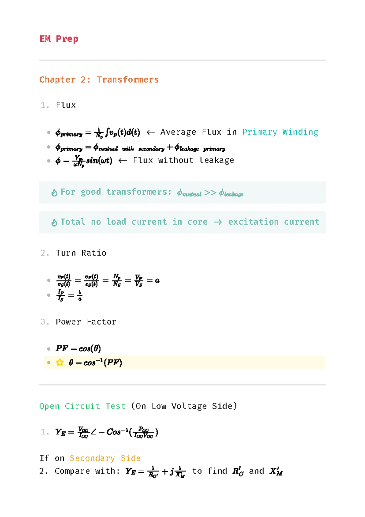 EM Notes (Ch 2 and 7) Comsats - EM Prep Chapter 2: Transformers Open ...