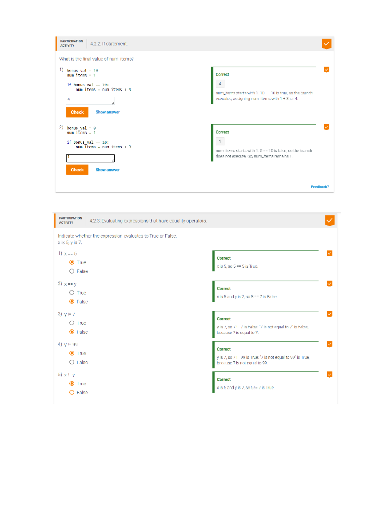 CSC111-Section 4.2 - PARTICIPATION 4.2: If statement. ACTIVITY What is ...
