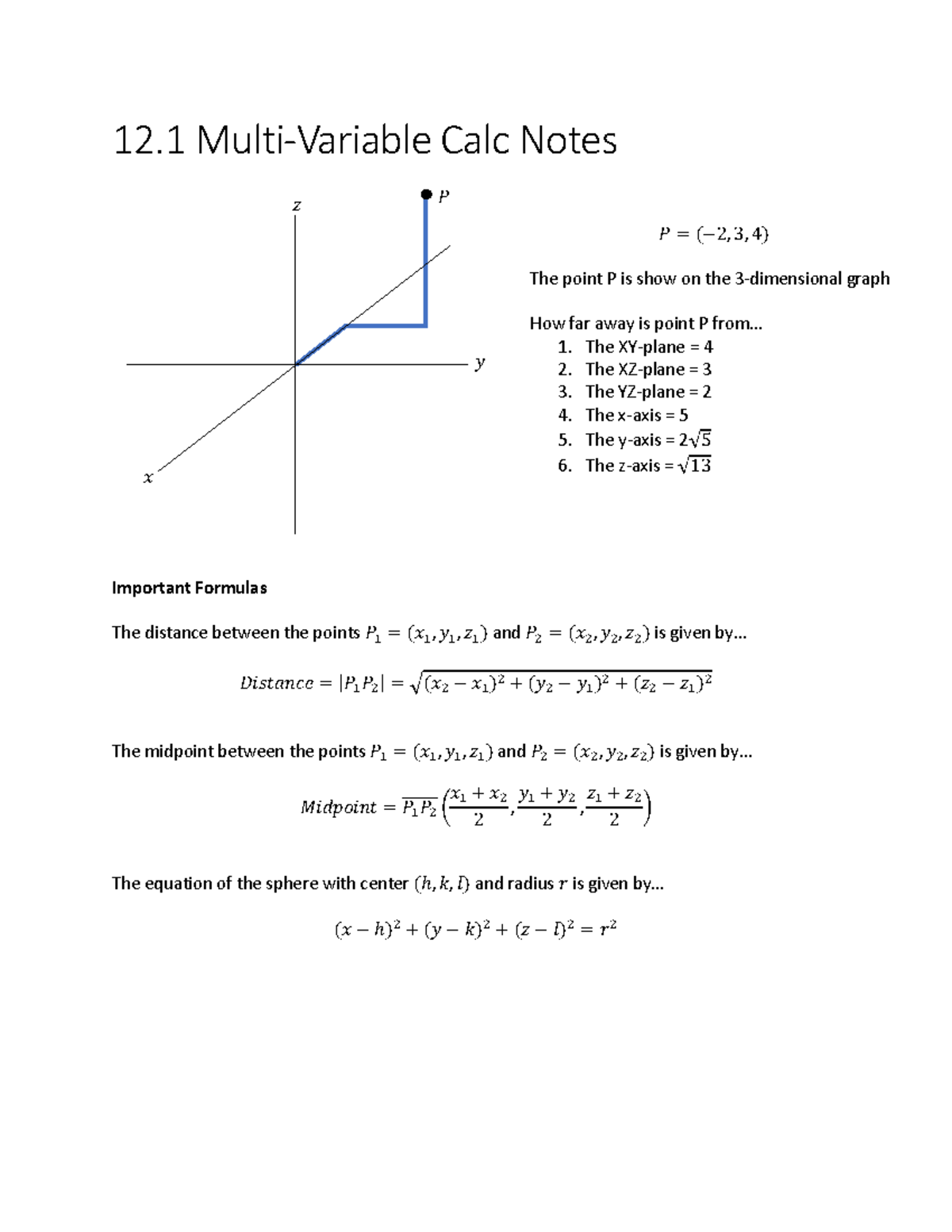 Multivariable Calc Chapter 12 Notes - 12 Multi-Variable Calc Notes ...