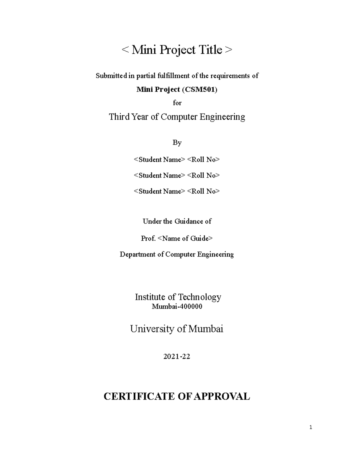 TE Mini Project Report Template 5 - Submitted in partial fulfillment of ...