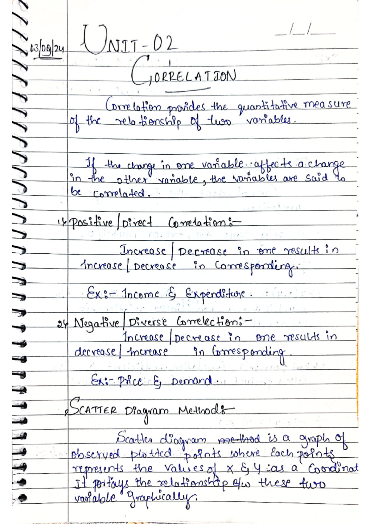 Unit 2 maths-302 - UNIT 2 CORELATION ALL TOPICS AND IMPORTANT NOTES ...