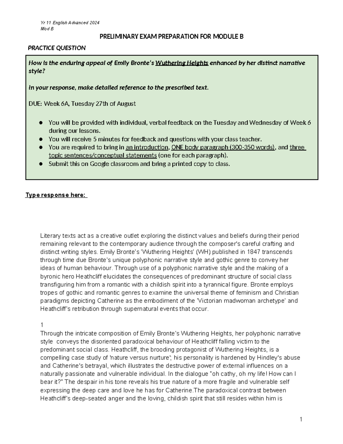 Prac WH response - Yr 11 Adv Mod B - Yr 11 English Advanced 2024 Mod B ...