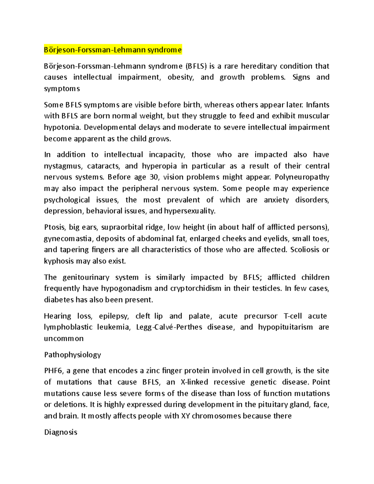 Börjeson-Forsman-Lehmann Syndrome - Börjeson-Forssman-Lehmann syndrome ...