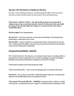 Theatre- Chapter 6 - Theatre 101- Worksheet 6: Italian/French ...