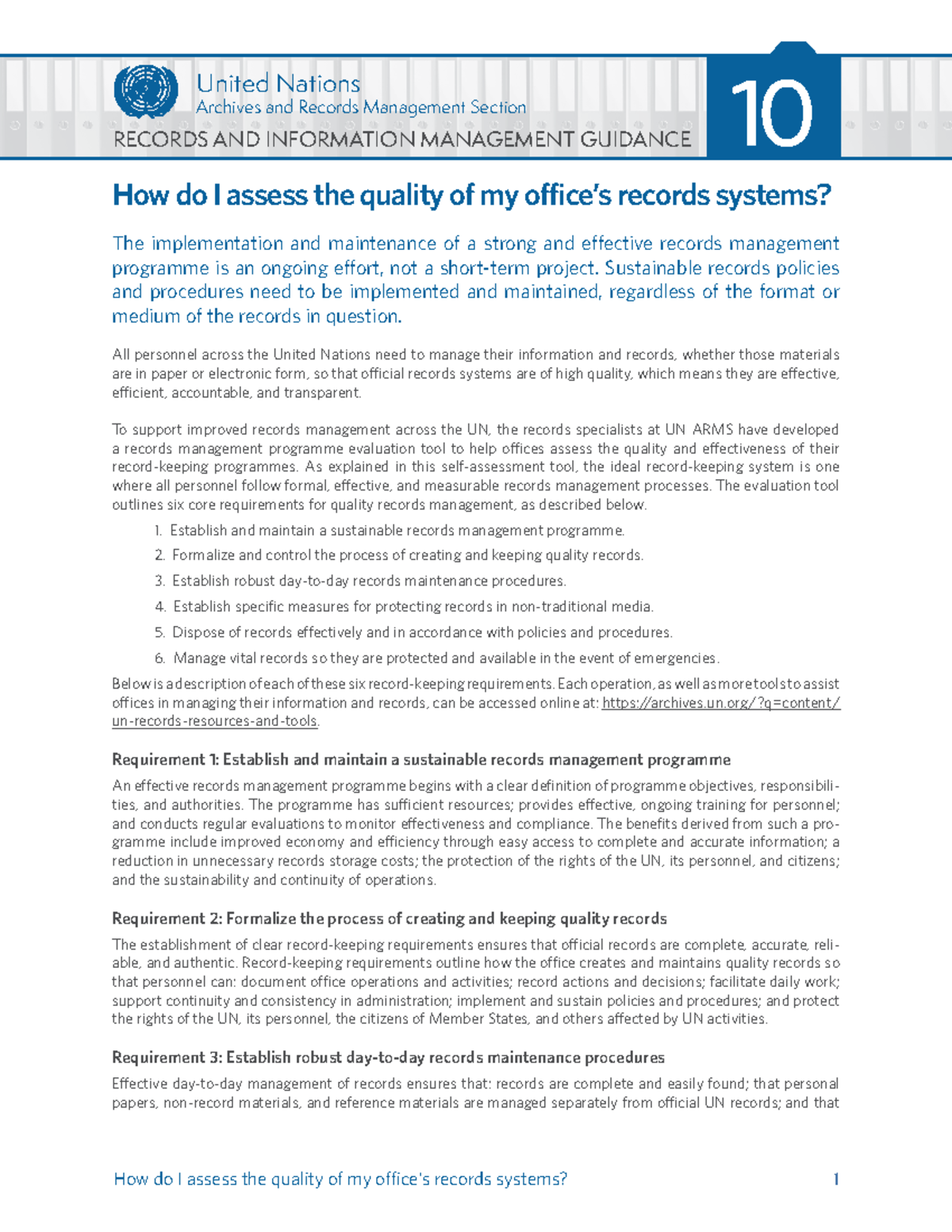 Guidance recordkeeping quality - RecoRds and InfoRmatIon management ...