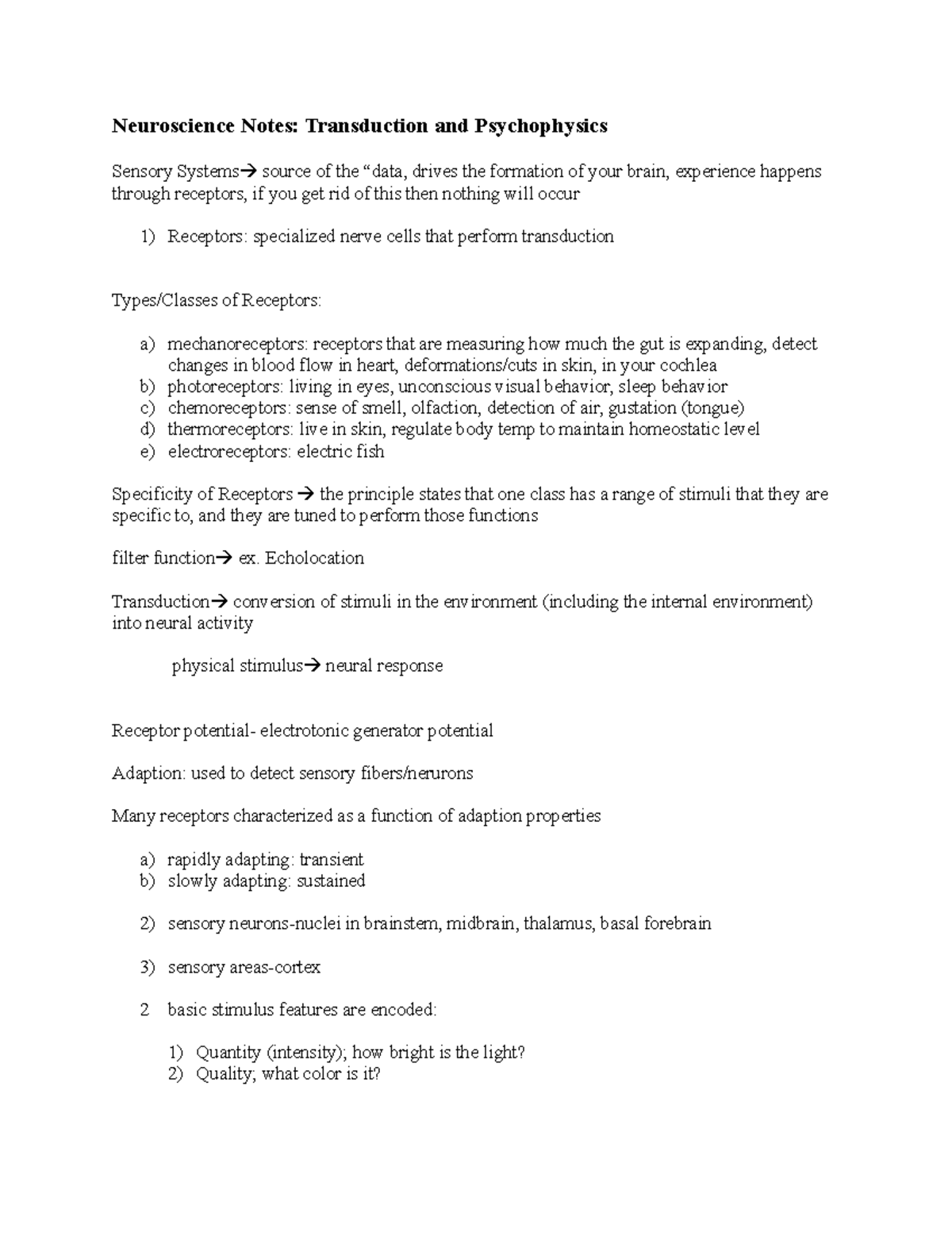 Neuro Notes 5:18 - Neuroscience Notes: Transduction and Psychophysics ...