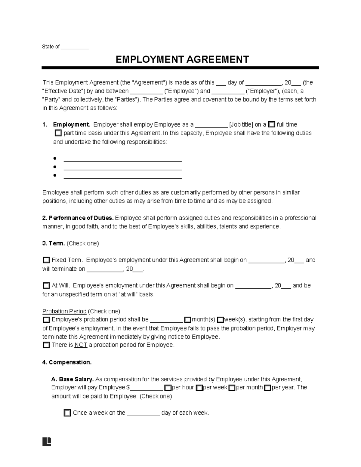 Employment-contract - document - State of __________ EMPLOYMENT ...