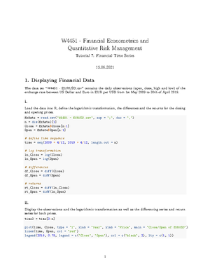 W4451 - Tutorial 8 - Sommersemester - W4451 - Financial Econometrics ...