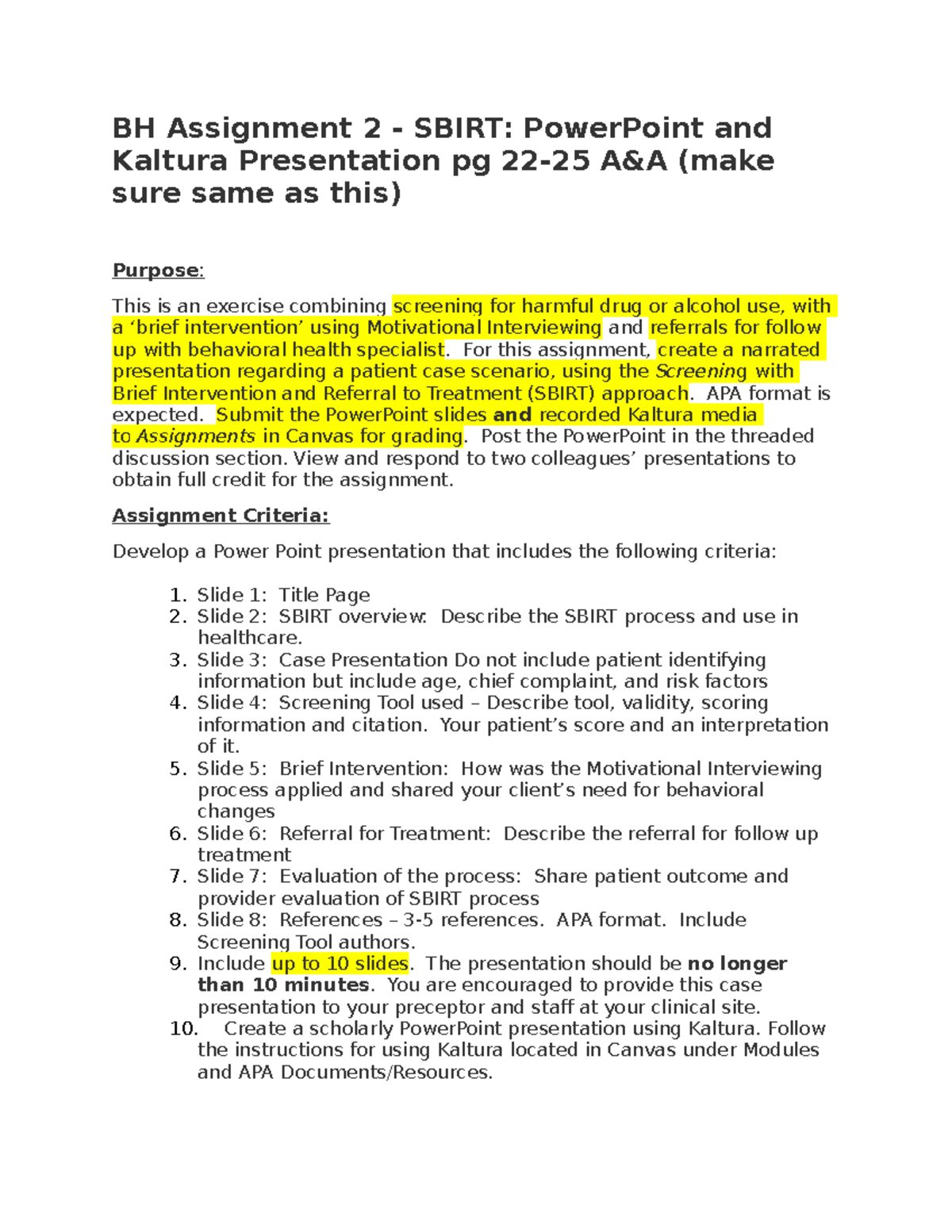 BH Assignment 2 - For this assignment, create a narrated presentation ...