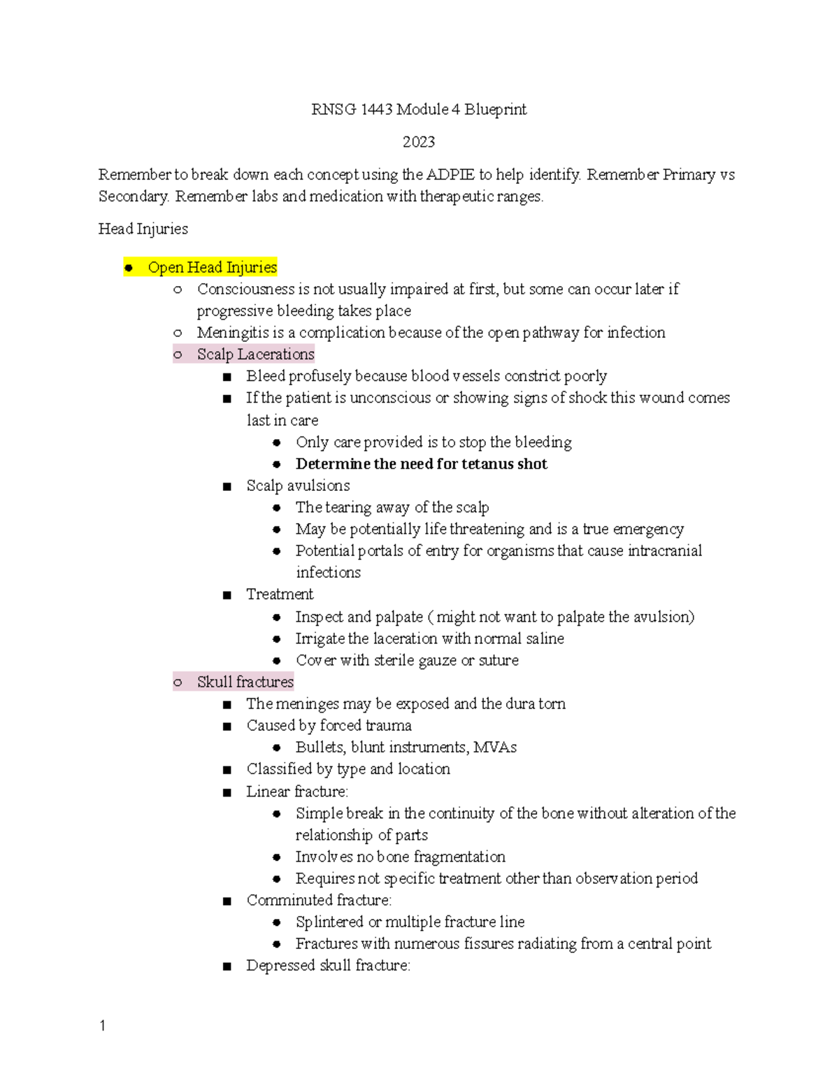 Module 4 blueprint 1 - RNSG 1443 Module 4 Blueprint 2023 Remember to ...