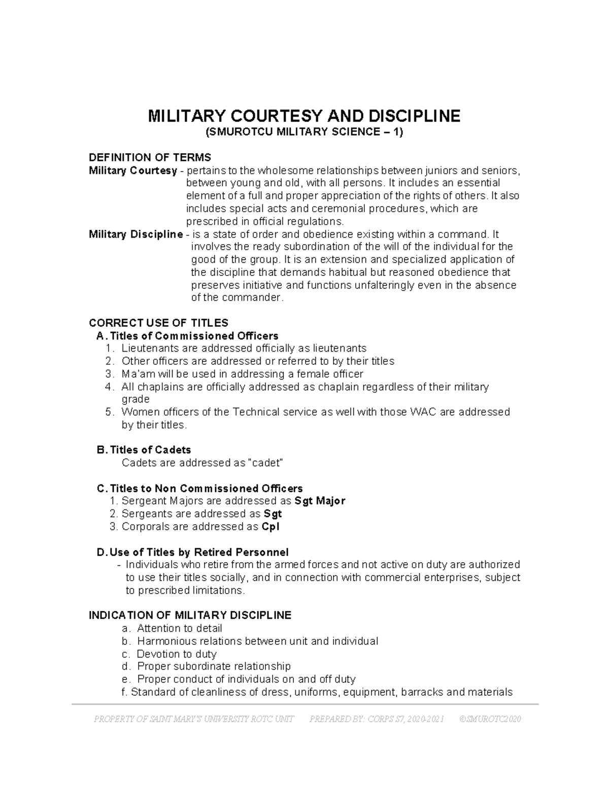 Orientation 7c3e0e92797952 c4a661fc150d97c6e2 - MILITARY COURTESY AND ...