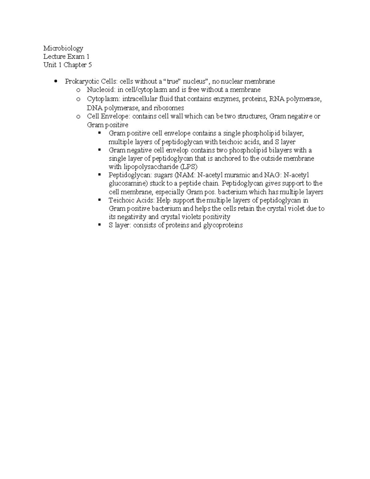 Chapter 5 Lecture Exam Notes - Microbiology Lecture Exam 1 Unit 1 ...