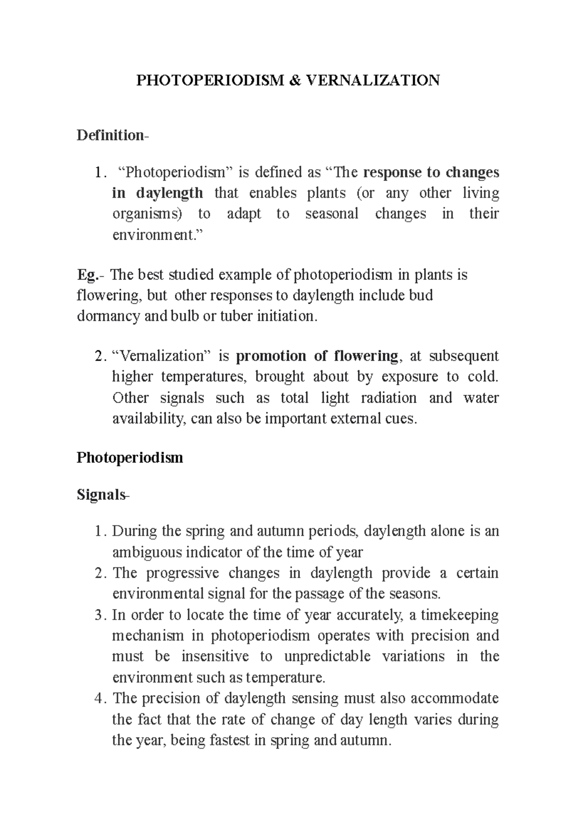 Photoperiodism - Photoperiodic Responses ,BIOCHEMICAL SIGNALING ...